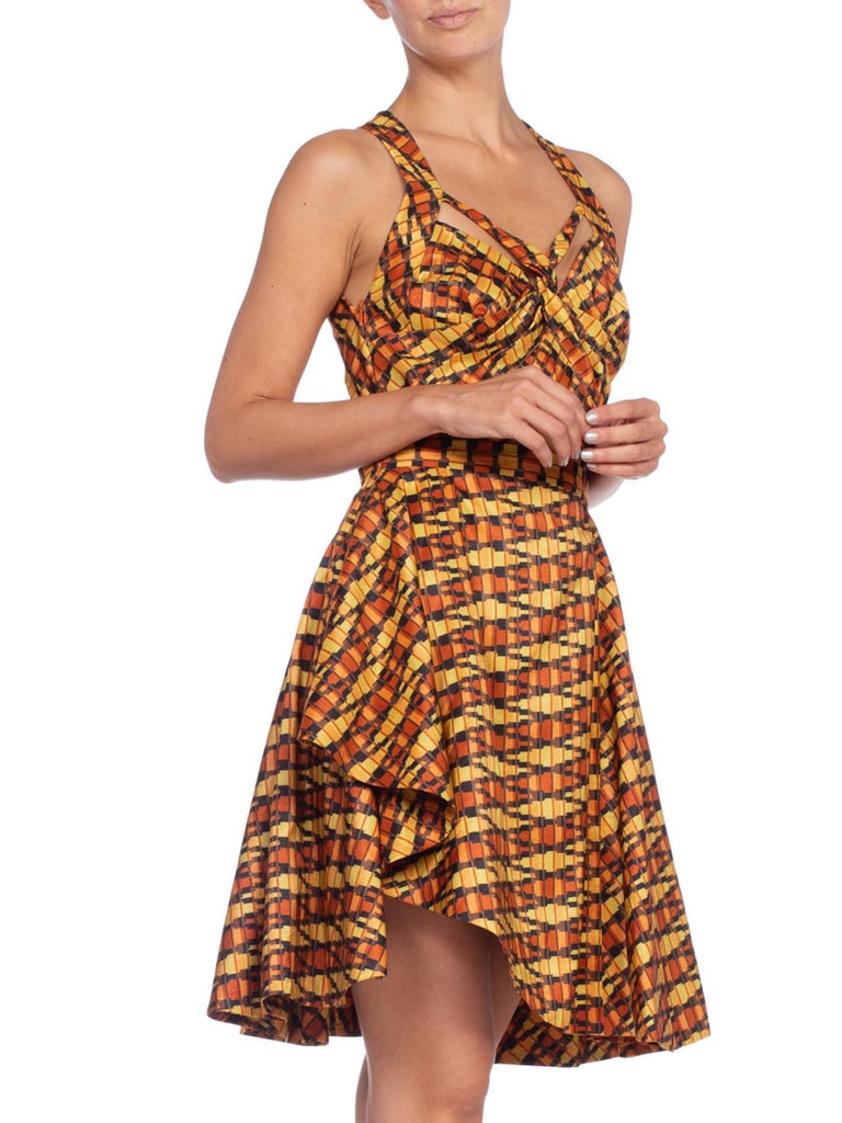 MORPHEW COLLECTION Hand Woven Silk Ikat Dress With Peek-A-Boo Front and ...