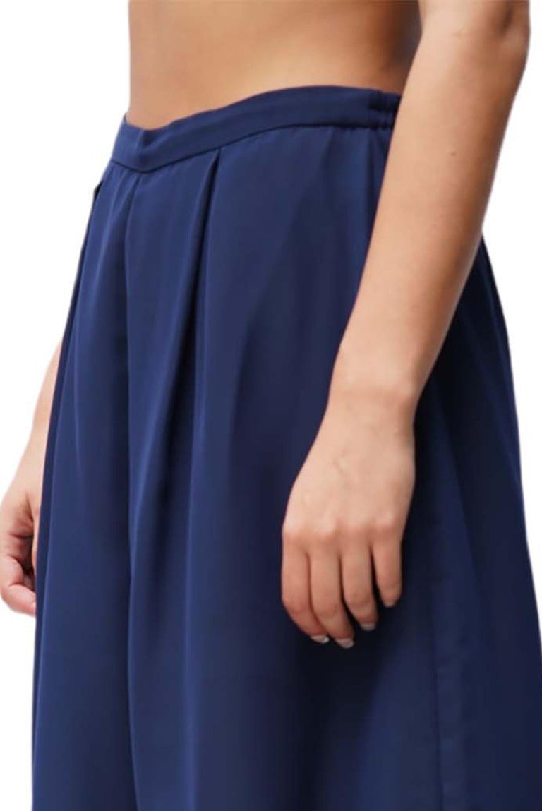 1970S Navy Blue Polyester Chiffon Pants For Sale at 1stDibs