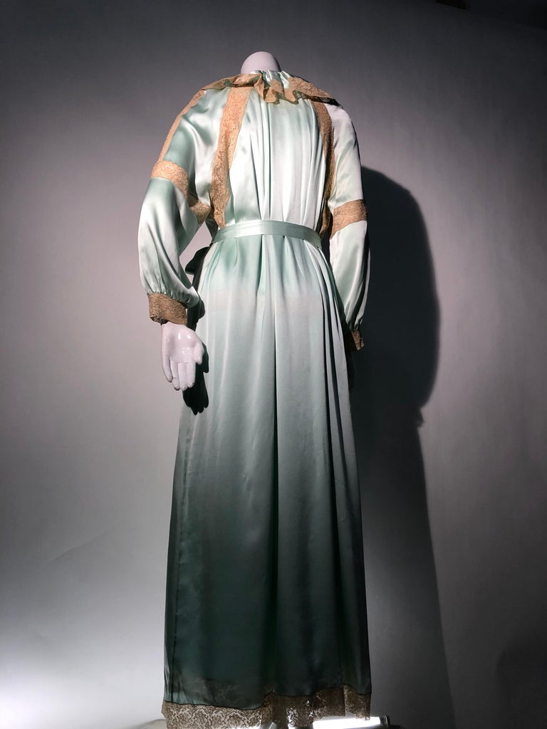 1970s Nina Ricci Mint Green Silk Charmeuse and Ecru Lace 2 Piece ...