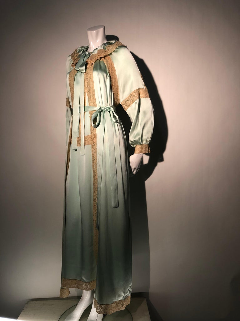 1970s Nina Ricci Mint Green Silk Charmeuse and Ecru Lace 2 Piece ...