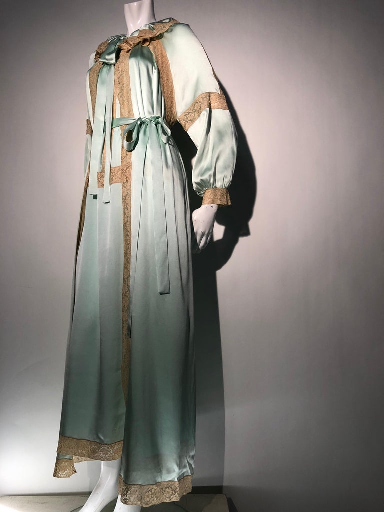 1970s Nina Ricci Mint Green Silk Charmeuse and Ecru Lace 2 Piece ...