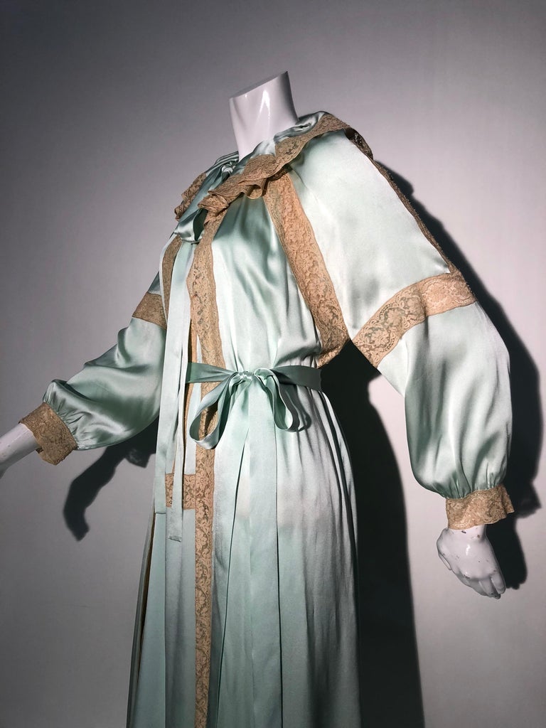 1970s Nina Ricci Mint Green Silk Charmeuse and Ecru Lace 2 Piece ...