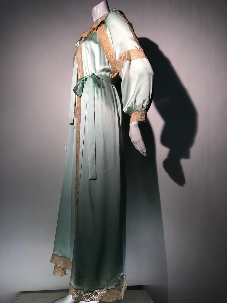 1970s Nina Ricci Mint Green Silk Charmeuse and Ecru Lace 2 Piece ...