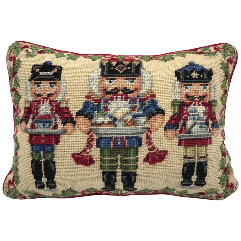 1970s Nutcracker Needlepoint Pillow For Sale at 1stDibs