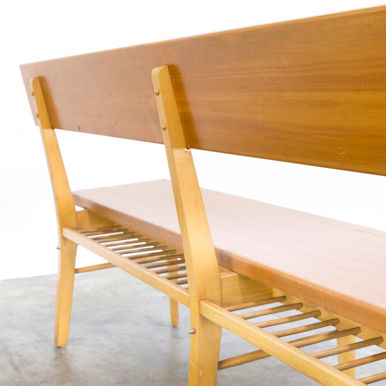 1970s Oak and Birch Long Wooden Bench For Sale at 1stDibs