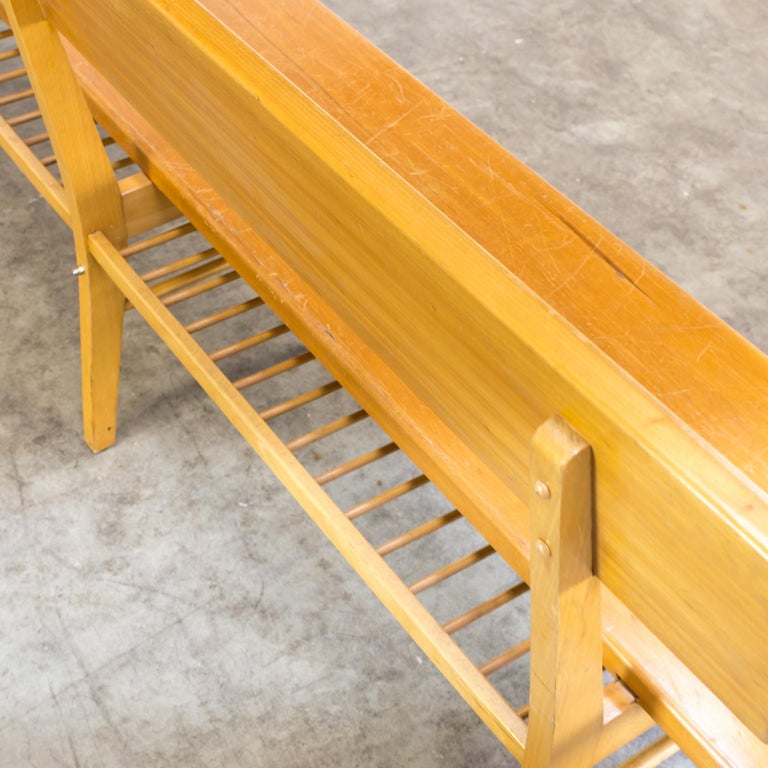 1970s Oak and Birch Long Wooden Bench For Sale at 1stDibs