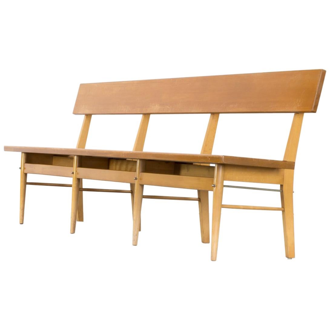 1970s Oak and Birch Long Wooden Bench For Sale at 1stDibs