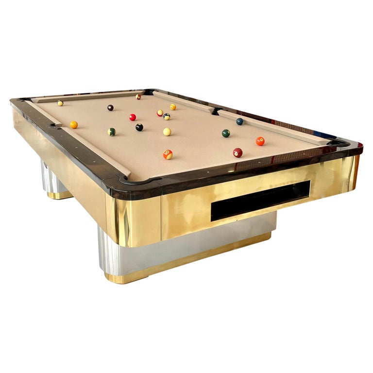 1970s Olhausen Brass and Chrome POOL Table at 1stDibs