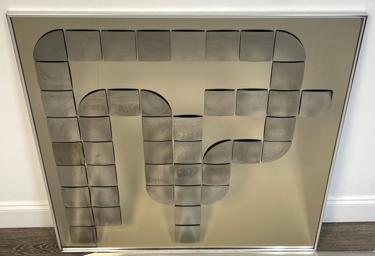1970s Optical Art Bronzed Mirror Wall Sculpture by Hal Bienenfeld For ...