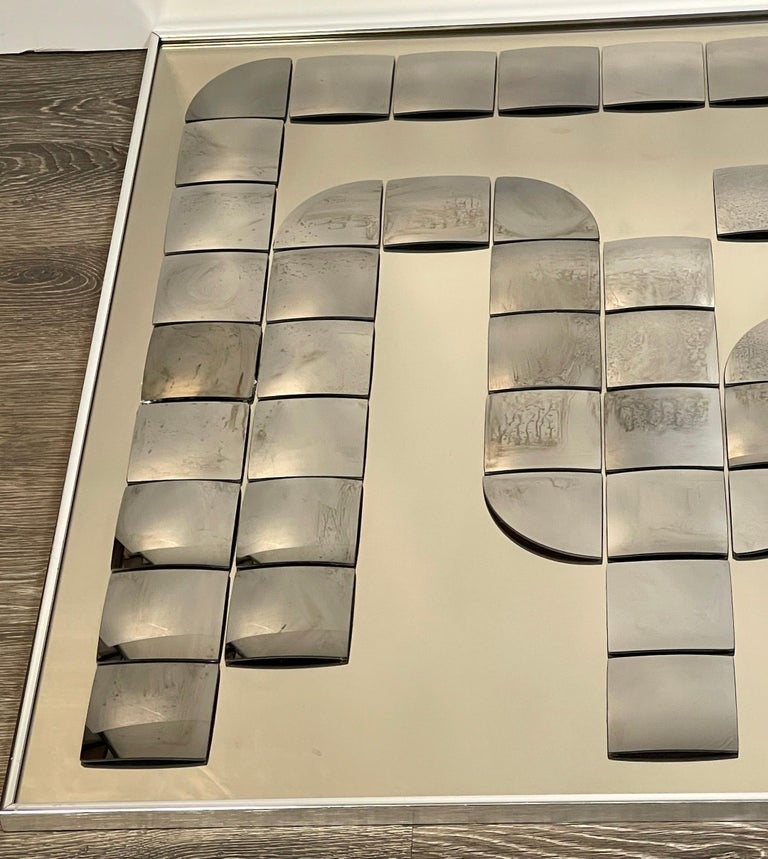 1970s Optical Art Bronzed Mirror Wall Sculpture by Hal Bienenfeld For ...