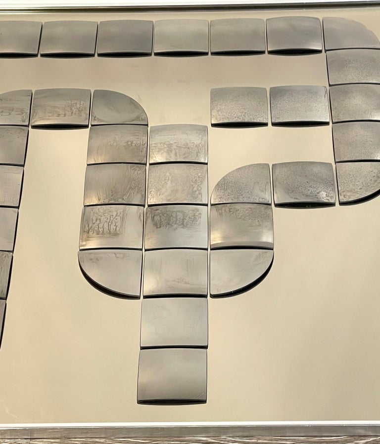 1970s Optical Art Bronzed Mirror Wall Sculpture by Hal Bienenfeld For ...