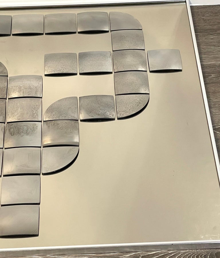 1970s Optical Art Bronzed Mirror Wall Sculpture by Hal Bienenfeld For ...