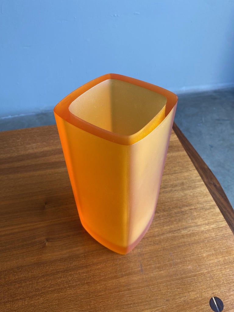 1970s Orange Plastic Vase For Sale at 1stDibs