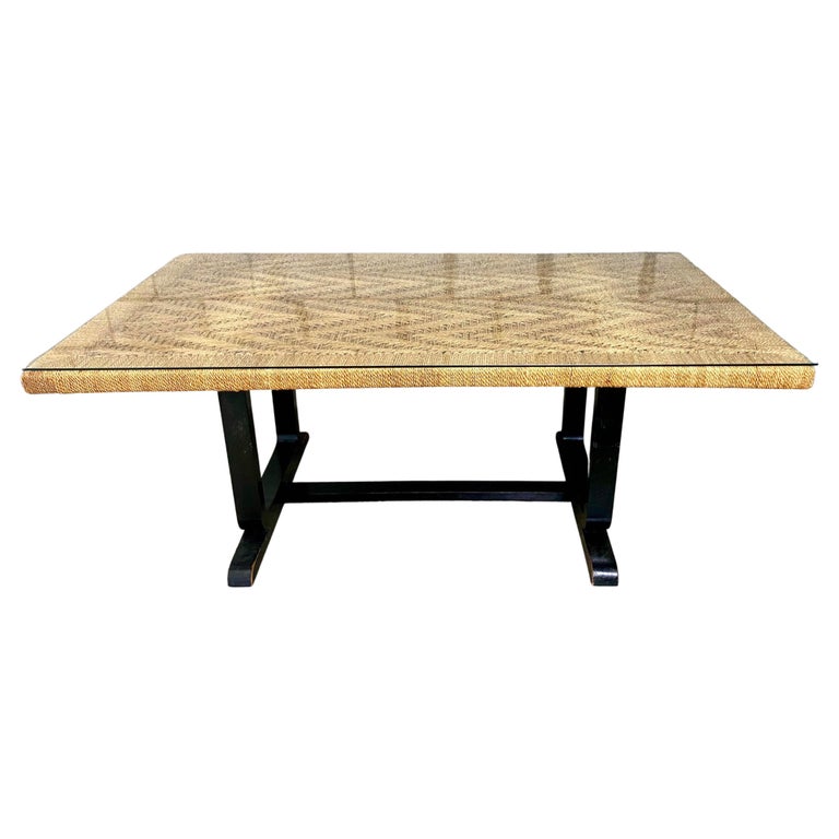 1970s Organic Modern Woven Jute Desk or Dining Room Table For Sale at ...