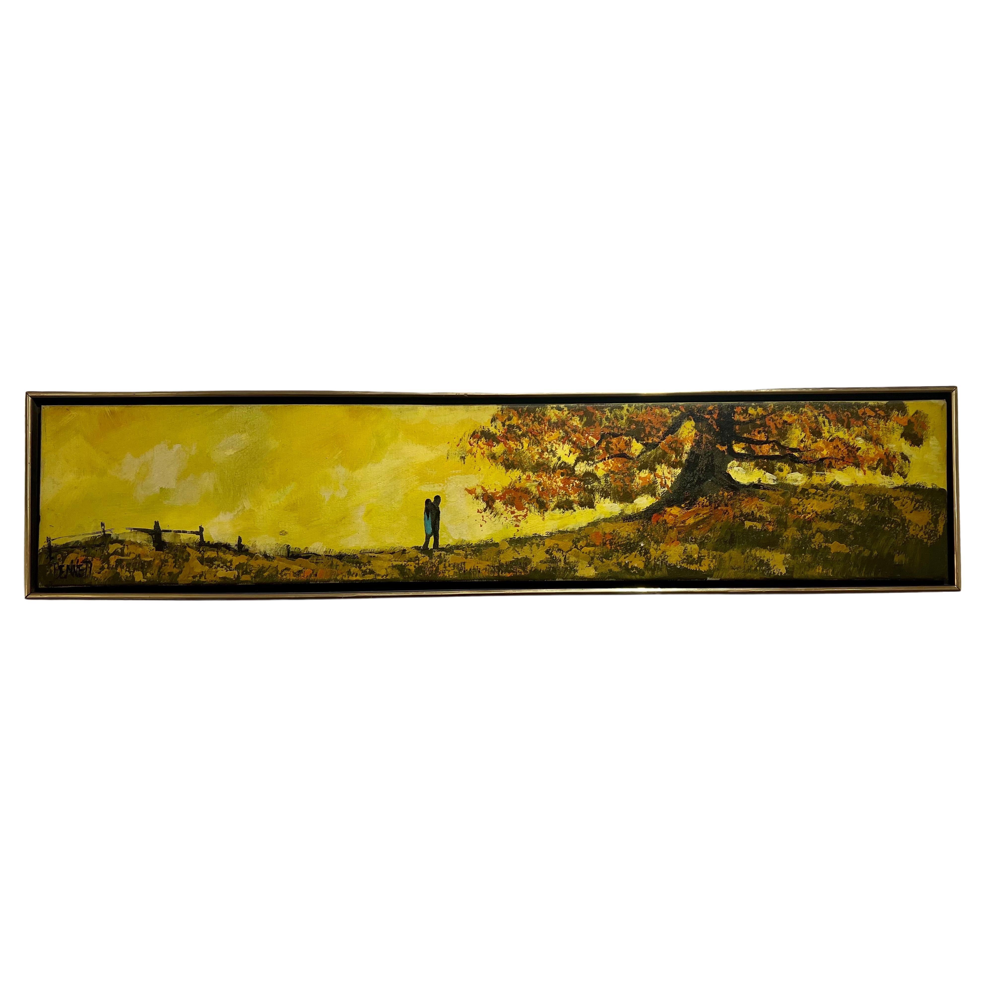 1970's Original Oil on Canvas Sunset Painting By Bennett For Sale at ...