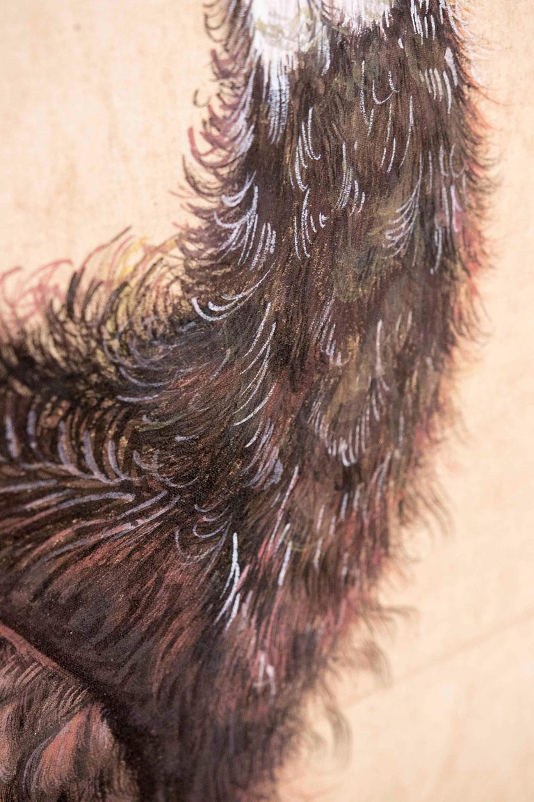 1970s Ostrich Picture Painted on Canvas and Framed in Bamboo For Sale ...