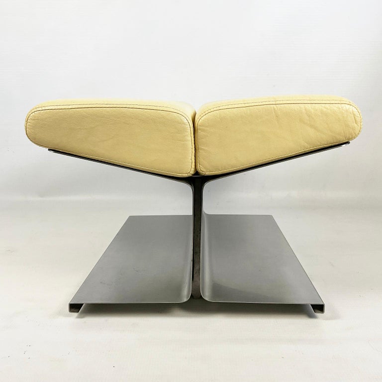 1970s Ottoman by Paul Geoffroy for Uginox in Brushed Stainless Steel ...