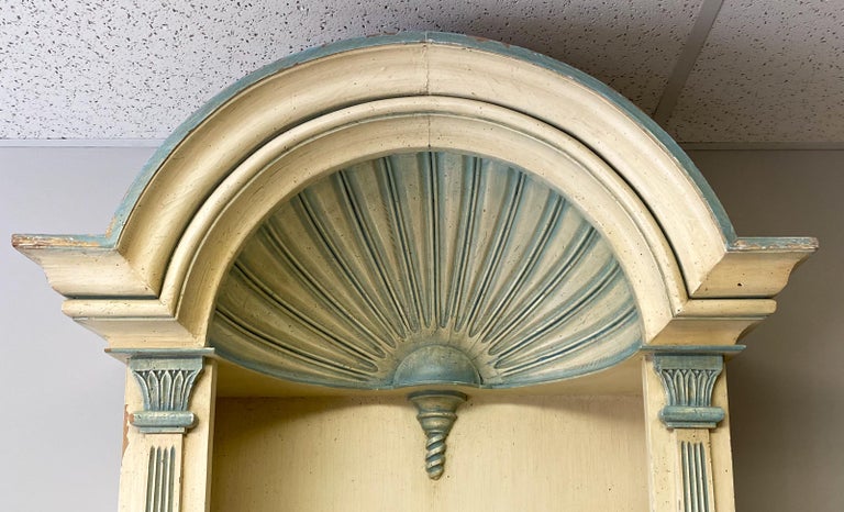 1970s Painted Grotto Inspired Carved Pine Shell Bookcases / Cabinets, a ...