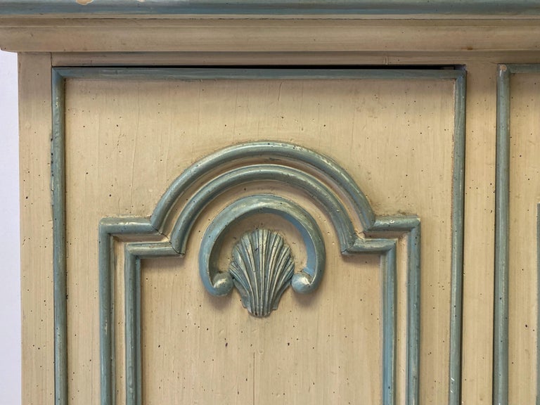 1970s Painted Grotto Inspired Carved Pine Shell Bookcases / Cabinets, a ...