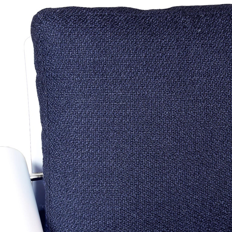 1970s Pair of Armchairs, Lacquered Wood, Blue Loop Pile Fabric, Italy ...