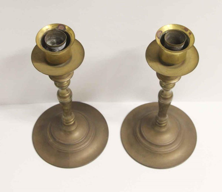 1970s Pair of Brass Table Candlesticks For Sale at 1stDibs