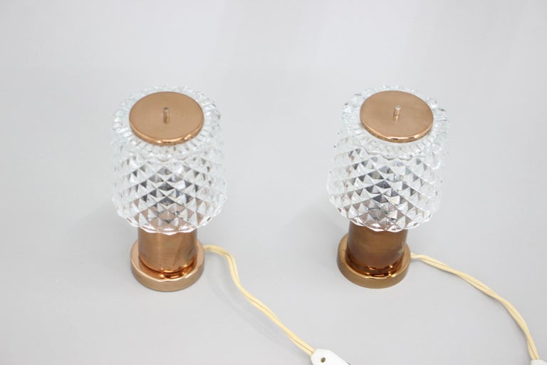 1970s Pair of Copper Table Lamps by Kamenický Šeno, Czechoslovakia For ...