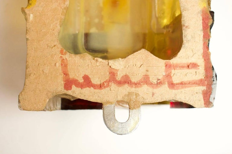 1970s Pair of Jean Simon Labret Colored Glass Patchwork Sconces at 1stDibs