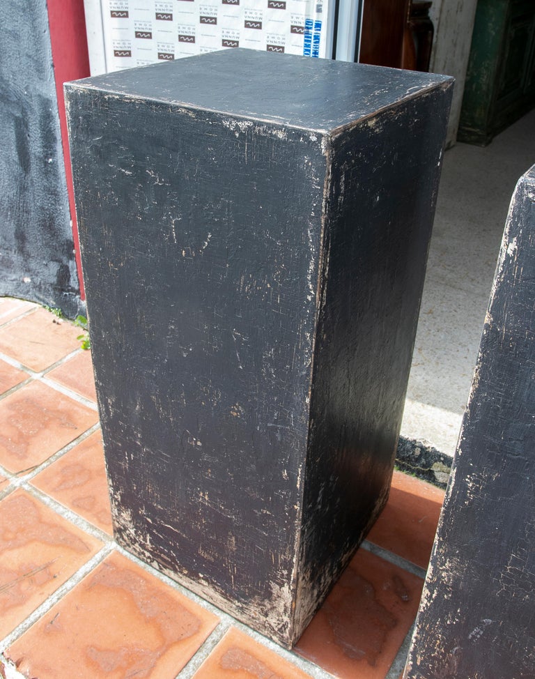 1970s Pair of Rectangular Polychromed Wooden Stands For Sale at 1stDibs