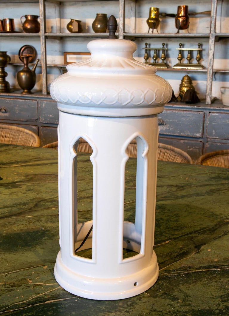 1970s Pair of Spanish Handmade Glazed Ceramic Standing Lantern For Sale ...