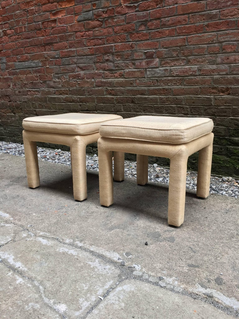 1970s Pair of Upholstered Parsons Stools at 1stDibs