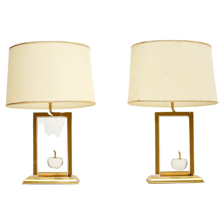 1970s Pair of Vintage French Table Lamps by Le Dauphin For Sale at 1stDibs