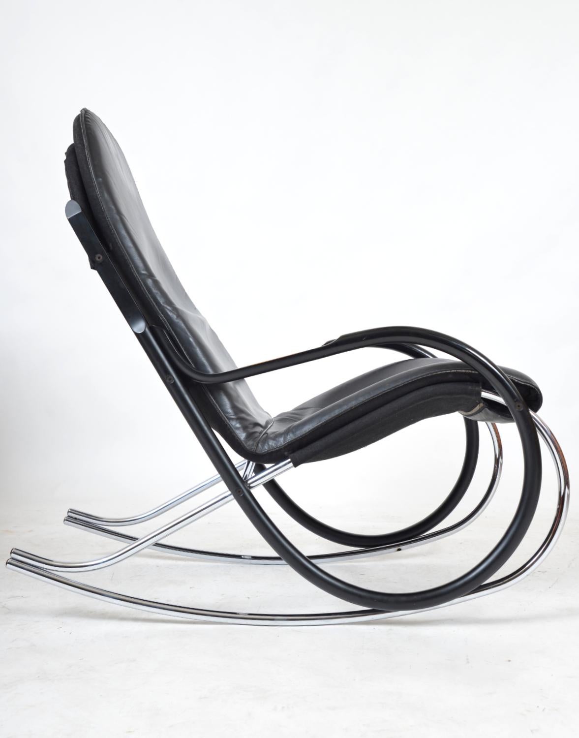 1970s Paul Tuttle Nonna Rocking Chair for Strässle International Chrome ...
