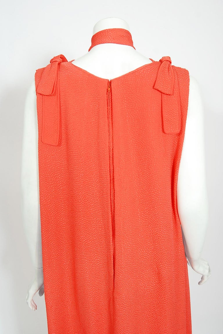 Vintage 1970's Philippe Venet Couture Orange Textured Silk Draped ...