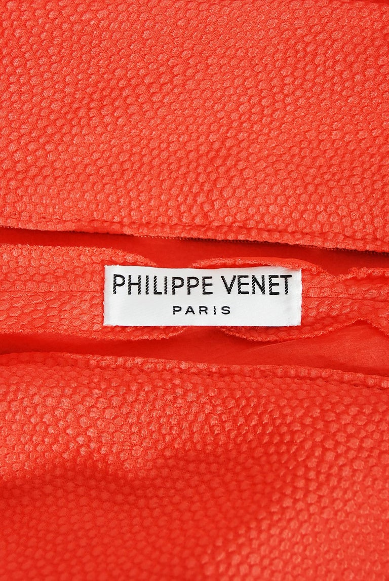 Vintage 1970's Philippe Venet Couture Orange Textured Silk Draped ...