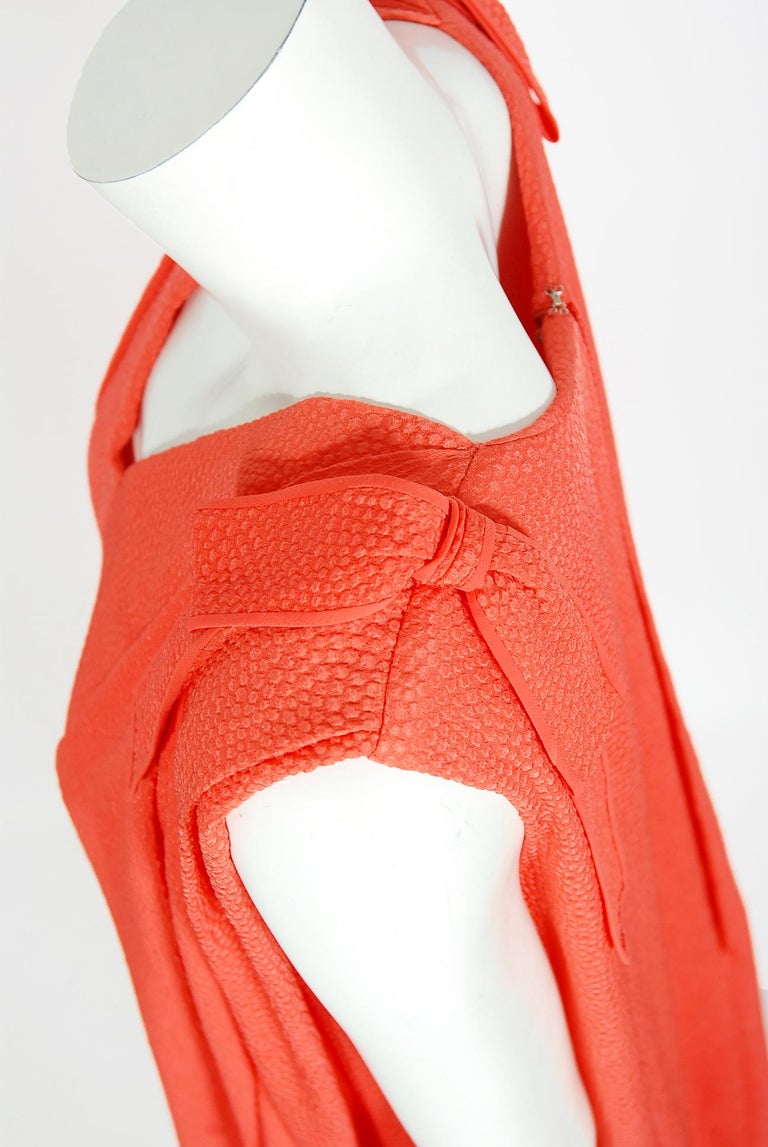 Vintage 1970's Philippe Venet Couture Orange Textured Silk Draped ...