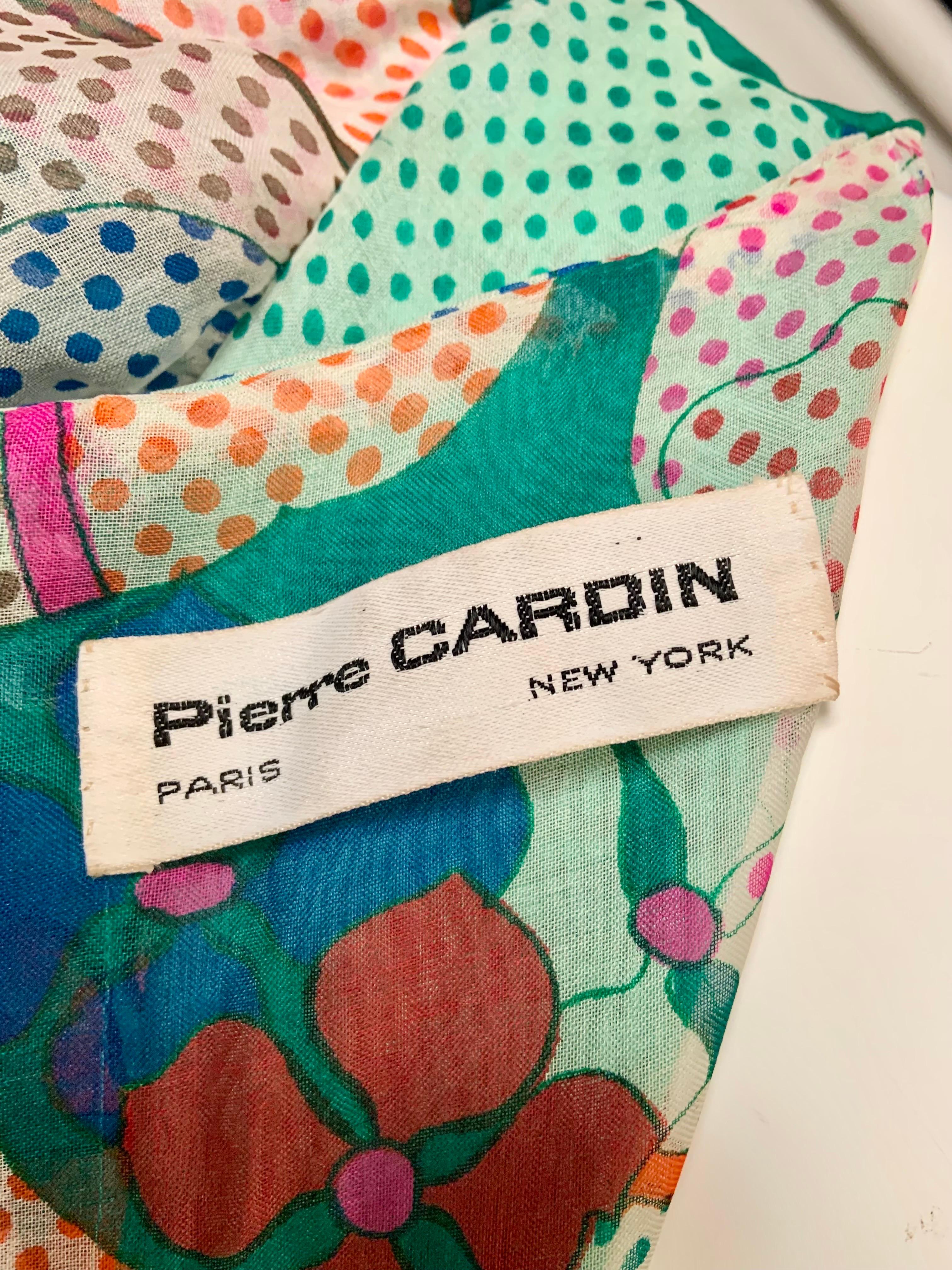 1970's Pierre Cardin Op Art Silk Organza Dress with Cummerbund Sash For ...