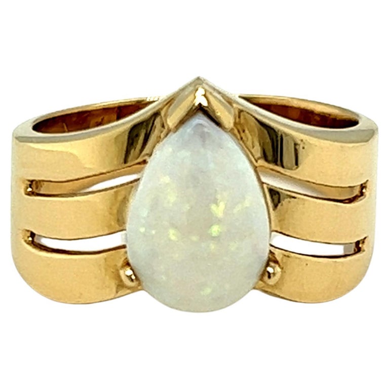 1970s Pinfire Opal Ring in 14K Yellow Gold For Sale at 1stDibs