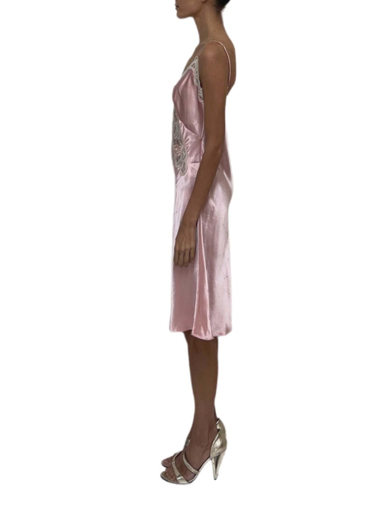 1970S Pink Polyester and Lace Slip For Sale at 1stDibs