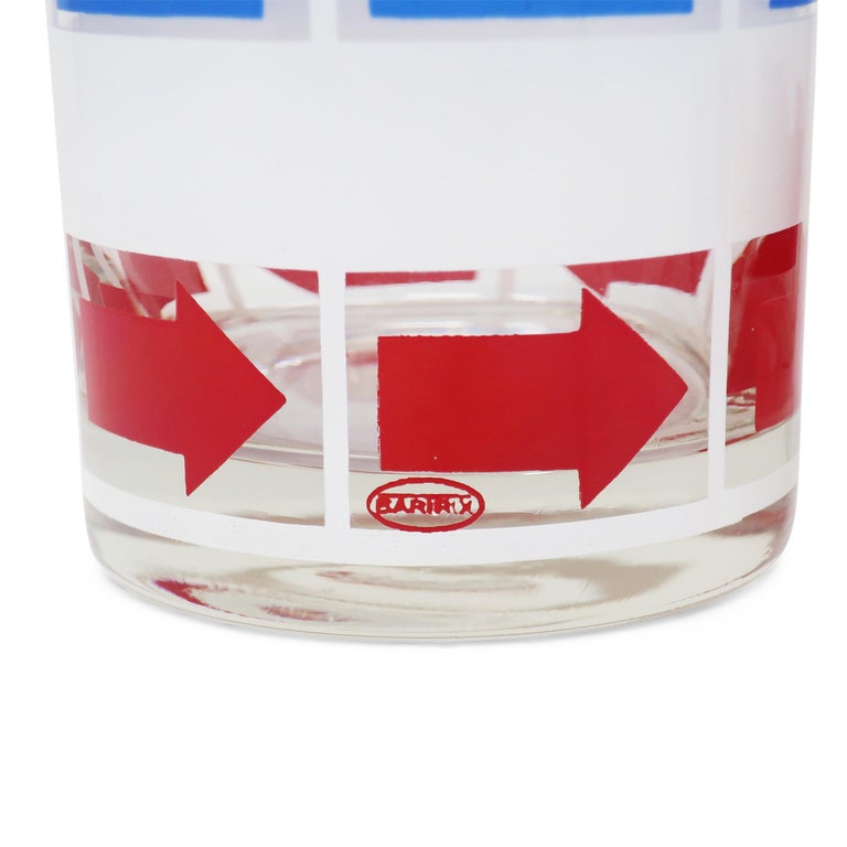 1970s, Pop Art Red White and Blue Arrow Glasses by Bartrix/Cera Glass ...