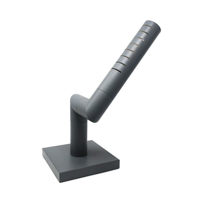 1970's Postmodern Gray Tubular Desk Lamp For Sale at 1stDibs