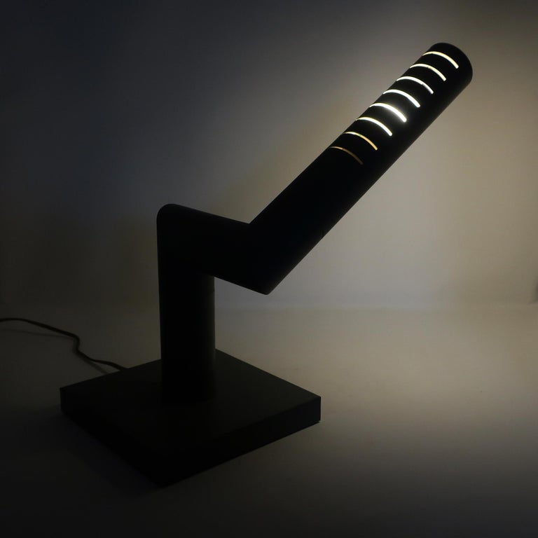 1970's Postmodern Gray Tubular Desk Lamp For Sale at 1stDibs