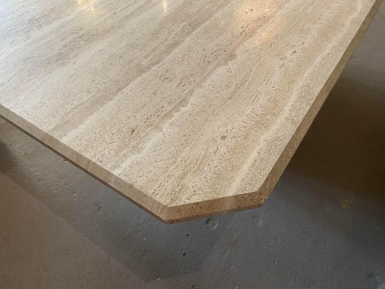 1970s, Postmodern Travertine Dining Table With Angled Edge Top and Base ...