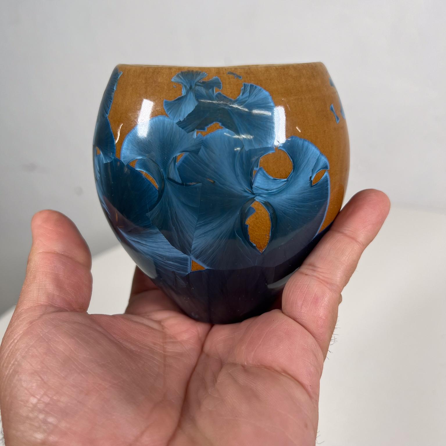 1970s Psychedelic Pottery Art Blue and Orange Petite Crystalline Vase ...