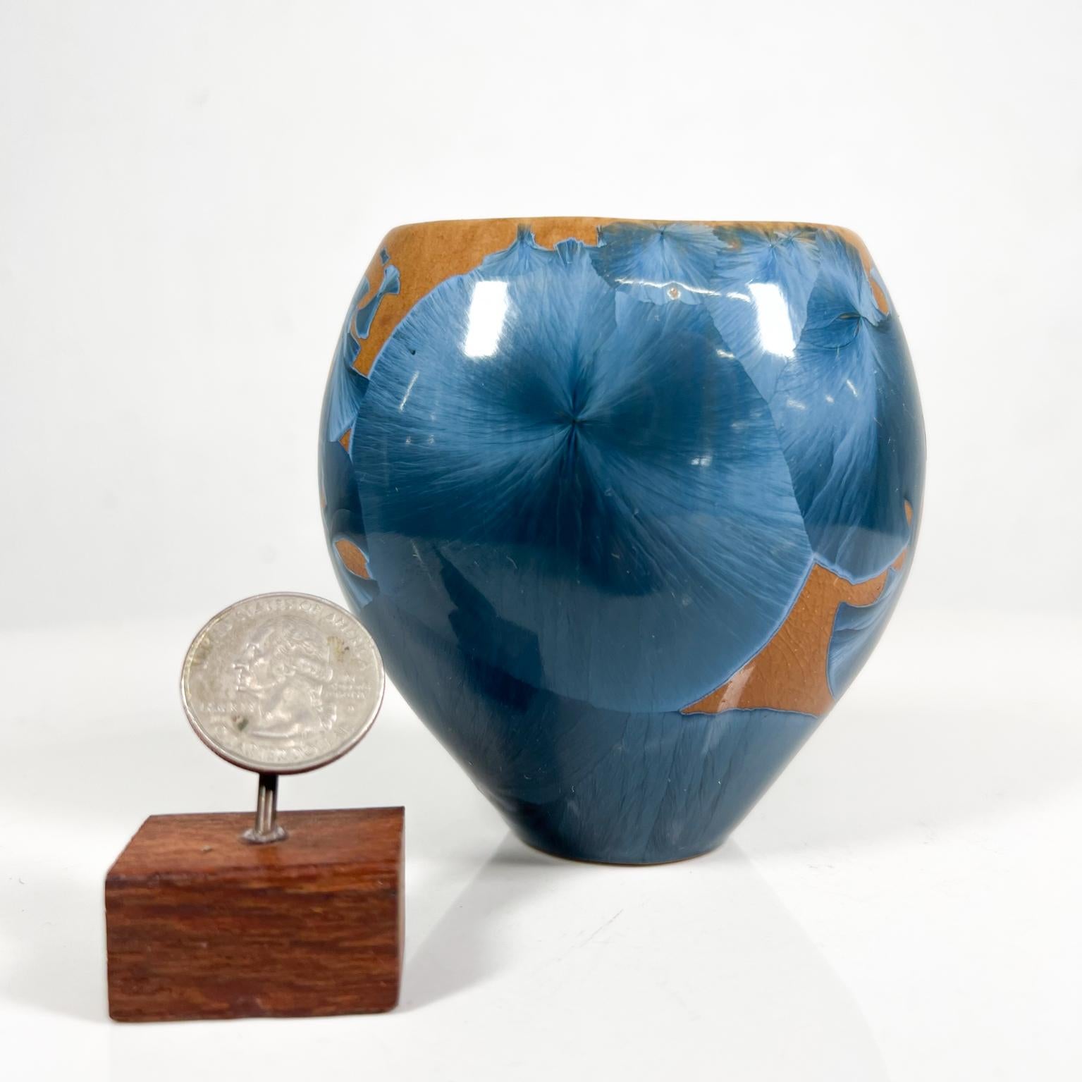 1970s Psychedelic Pottery Art Blue and Orange Petite Crystalline Vase ...