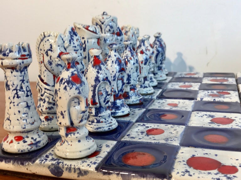 1970s Psychedelic Studio Pottery Chess Set at 1stDibs