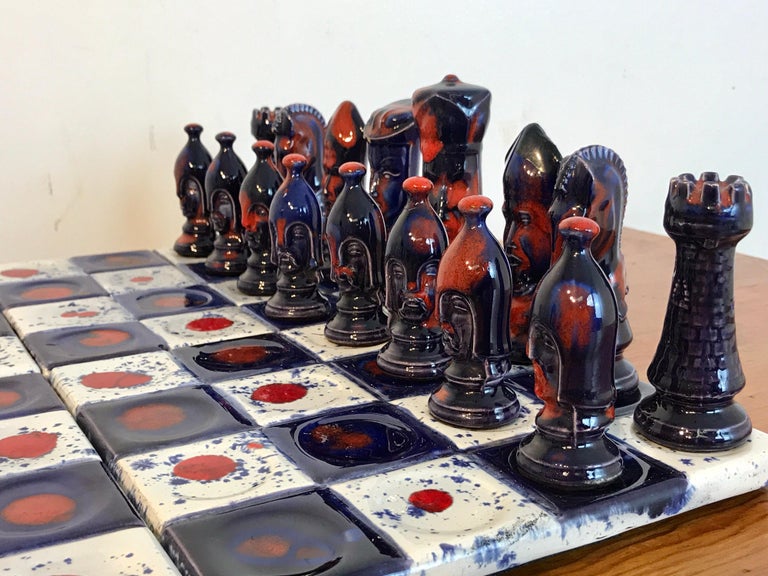 1970s Psychedelic Studio Pottery Chess Set at 1stDibs