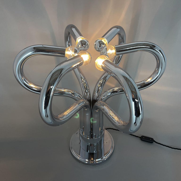 1970's Rare Italian Chrome Space Age Table Lamp by Stilux Milano For ...
