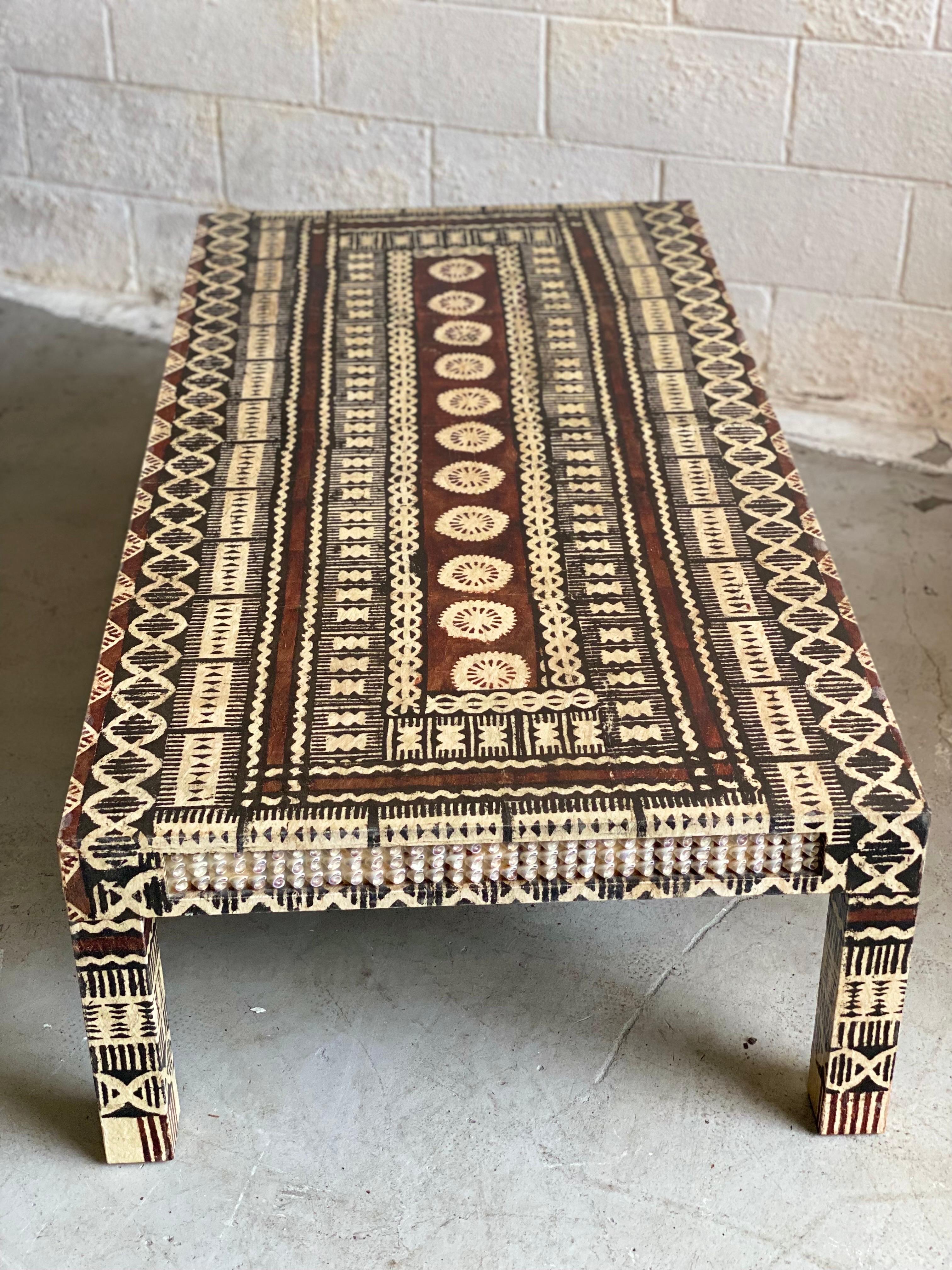 1970s Rare Karl Springer Parsons Batik Rectangular Coffee Table at 1stDibs
