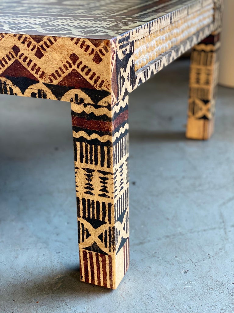 1970s Rare Karl Springer Parsons Batik Rectangular Coffee Table For ...