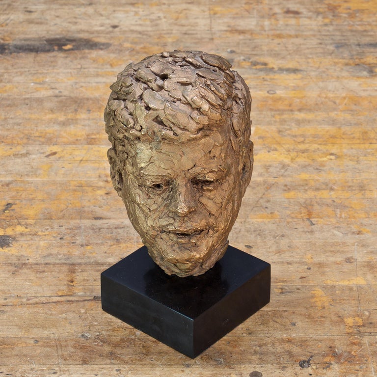 1970s Rare Large Robert Berks Sculpture John F Kennedy Bust Mid-Century ...